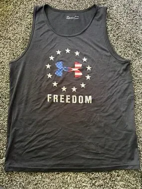 Under Armour | Shirts | Under Armour Usa Black Tank Top With American ...